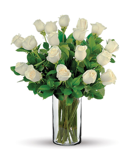 12 White Long-Stem Roses Bouquet | Blooms Today